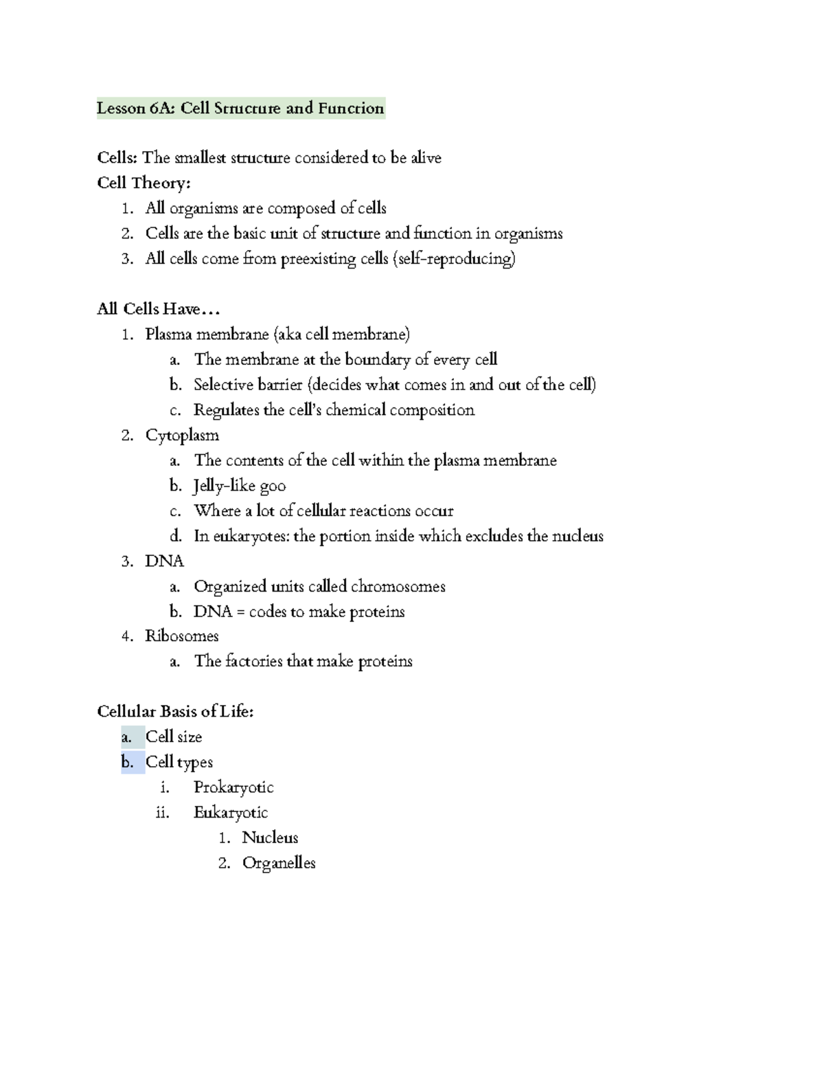 Lesson 10: Photosynthesis & Cellular Respiration Overview - Studocu
