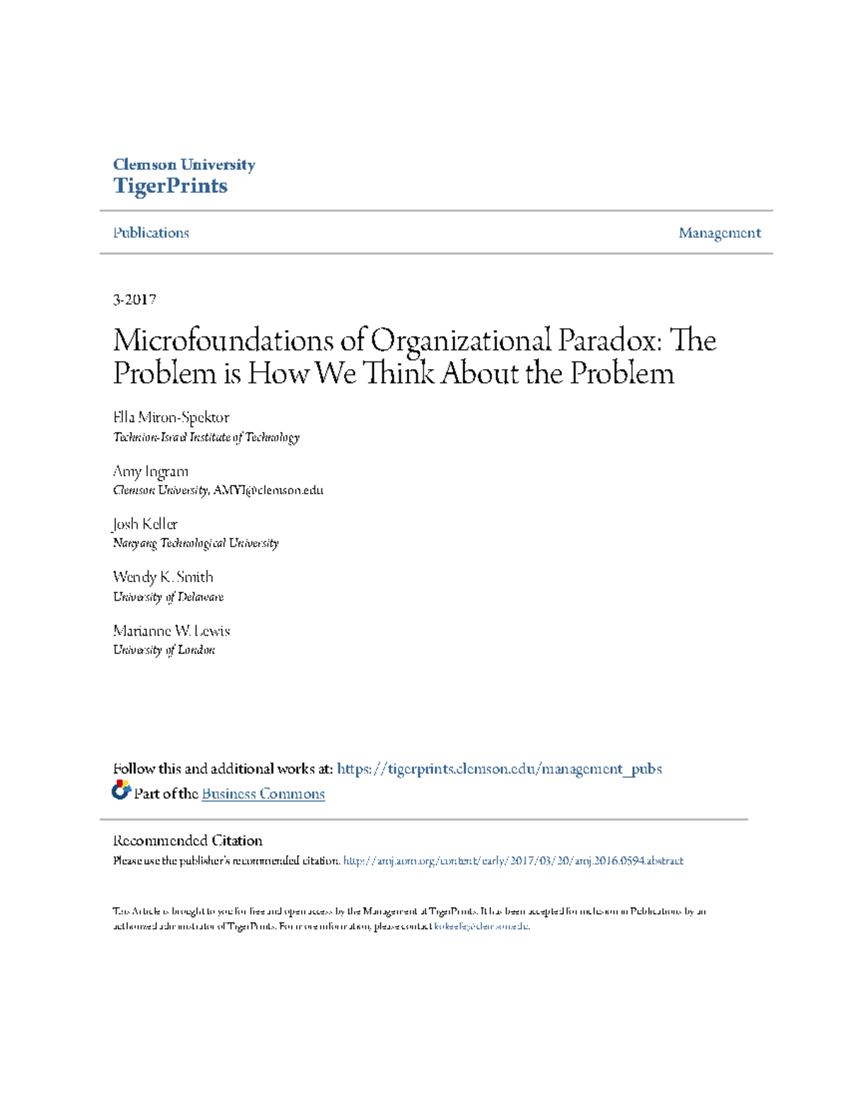 Microfoundations of Organizational Paradox: Insights and Implications ...
