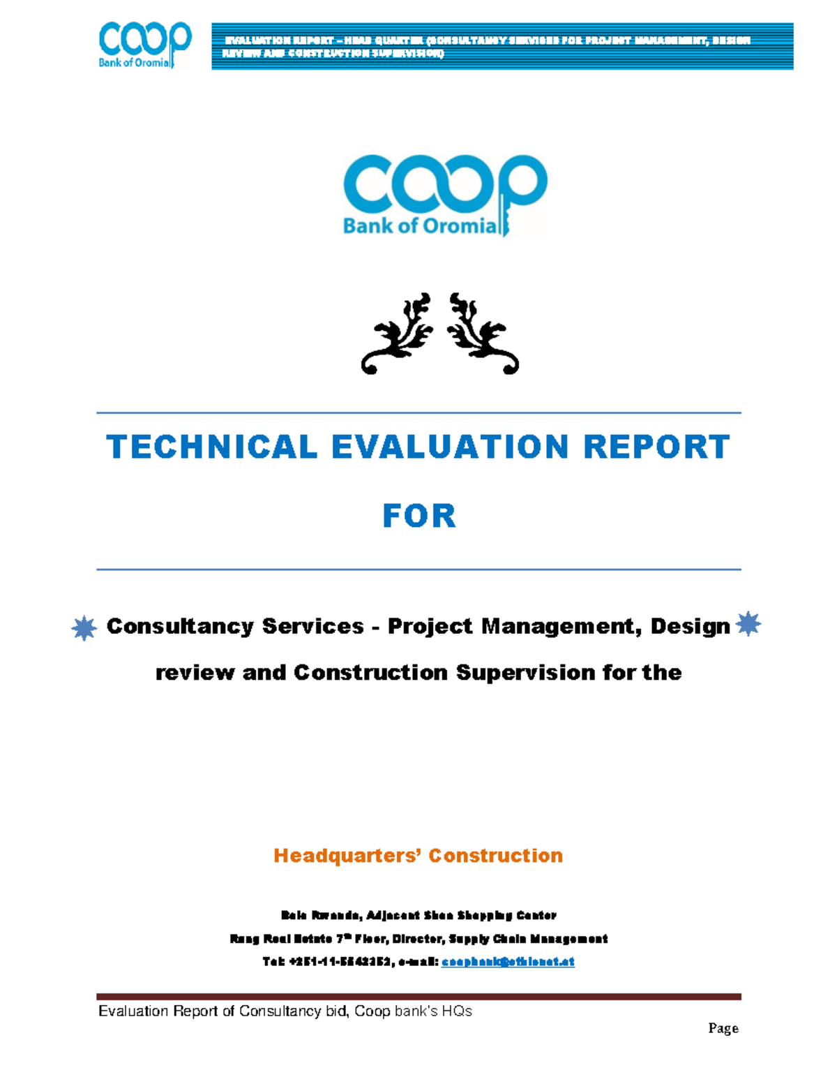 Technical Evaluation Report for Consultancy Services (PM, Design Review ...