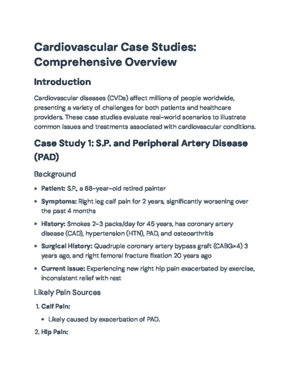 Cardiovascular Case Studies: Overview of PAD, A-Fib, and CAD Management ...