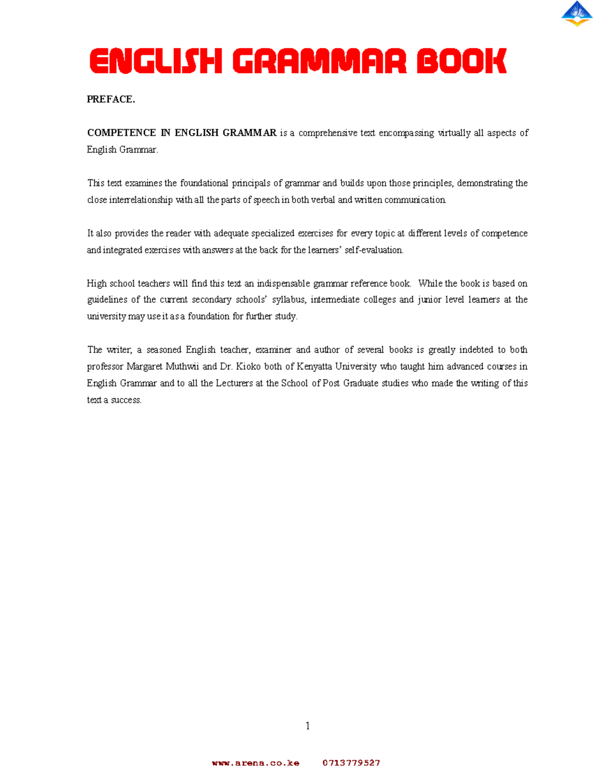 ENGLISH GRAMMAR BOOK: PREFACE AND CONTENTS OVERVIEW - Studocu