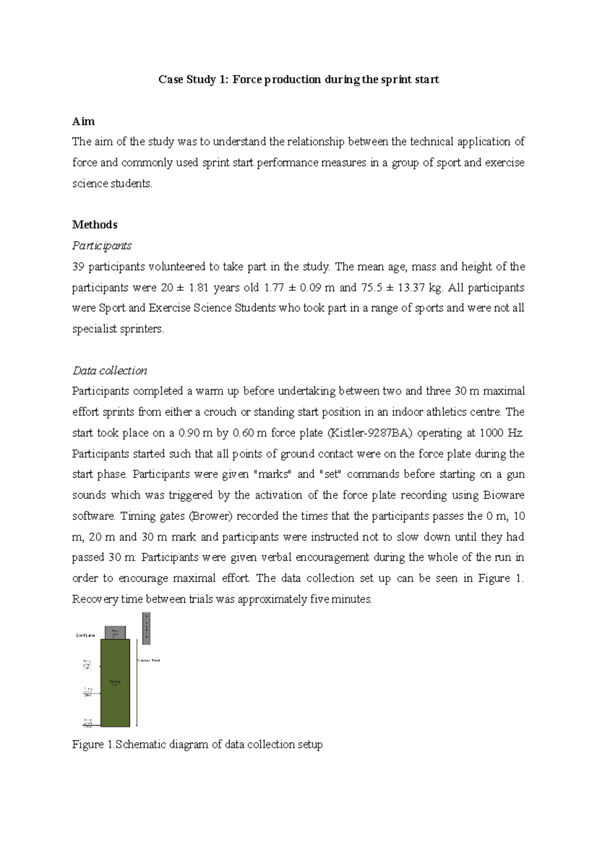 Case Study: Force Production & Sprint Start Performance Analysis - Studocu