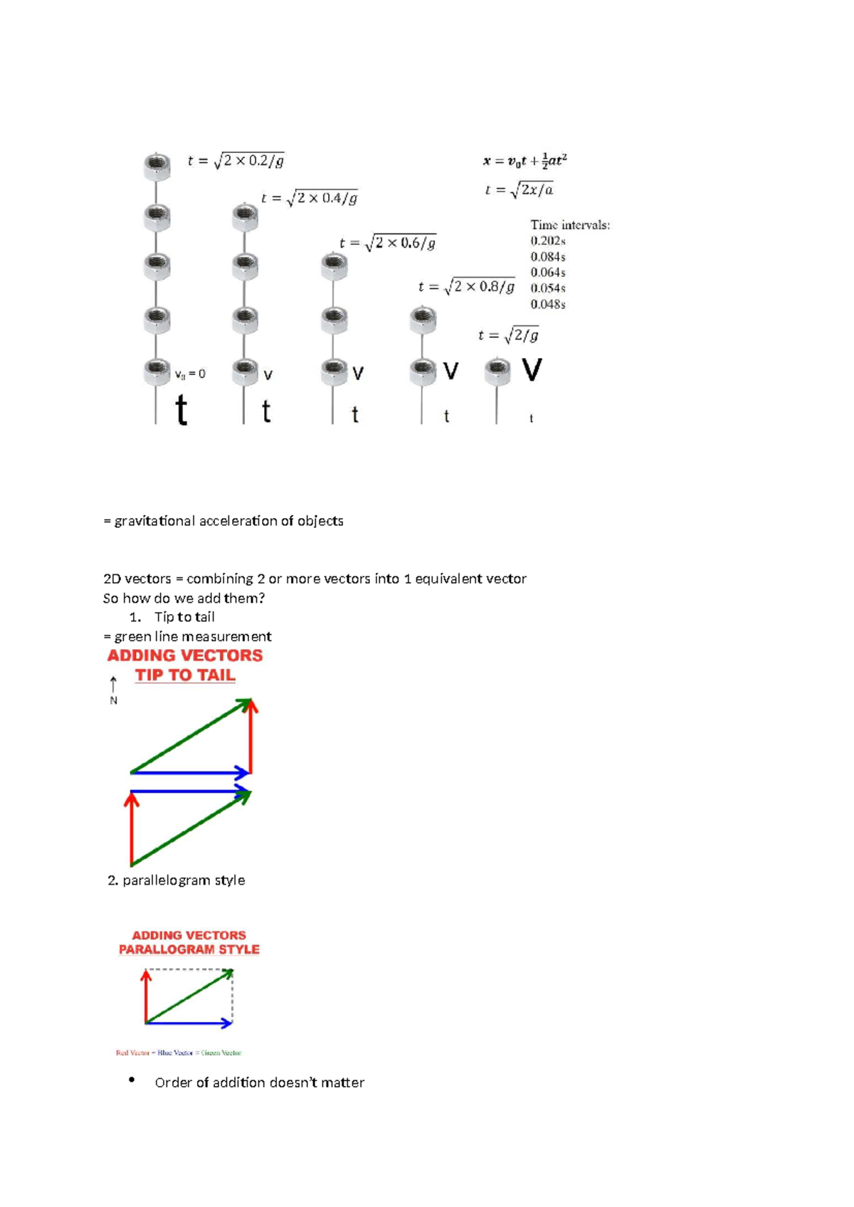 Week 2 Lecture Notes: Gravitational Acceleration & 2D Vectors - Studocu