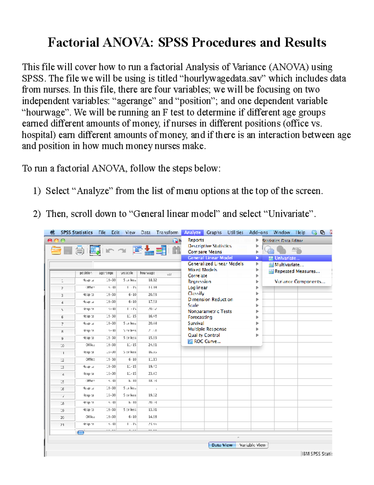 Factorial ANOVA Analysis: SPSS Procedures for Salary Data - Studocu