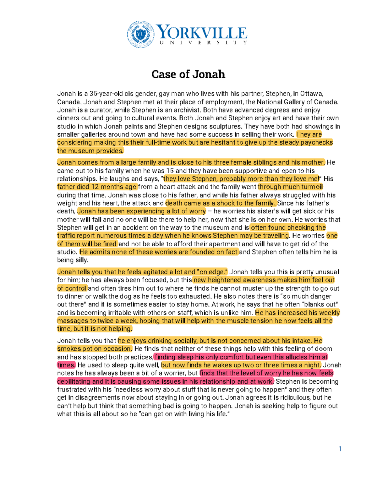 Case Study: Jonah's Struggles with Anxiety and Relationship Impact ...