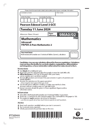 [Solved] aqa a level maths 2024 paper 3 - Mathematics - Studocu