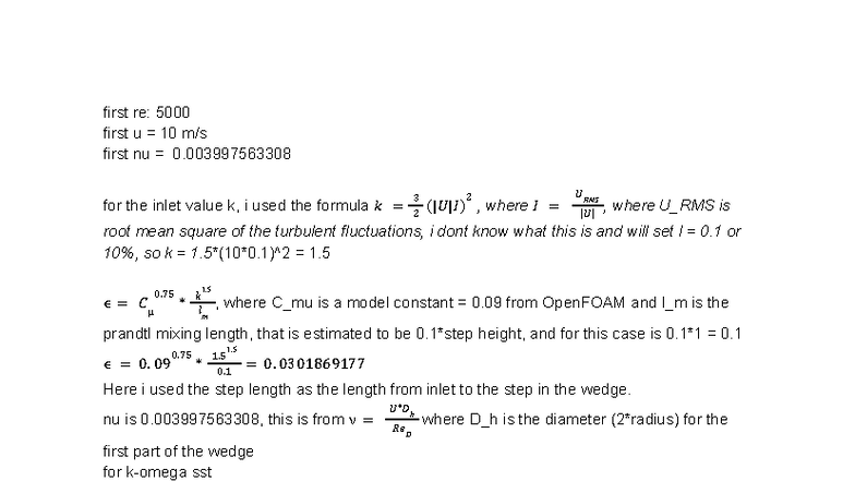 Ex3: Turbulence Modeling and Inlet Value Calculations - Studocu