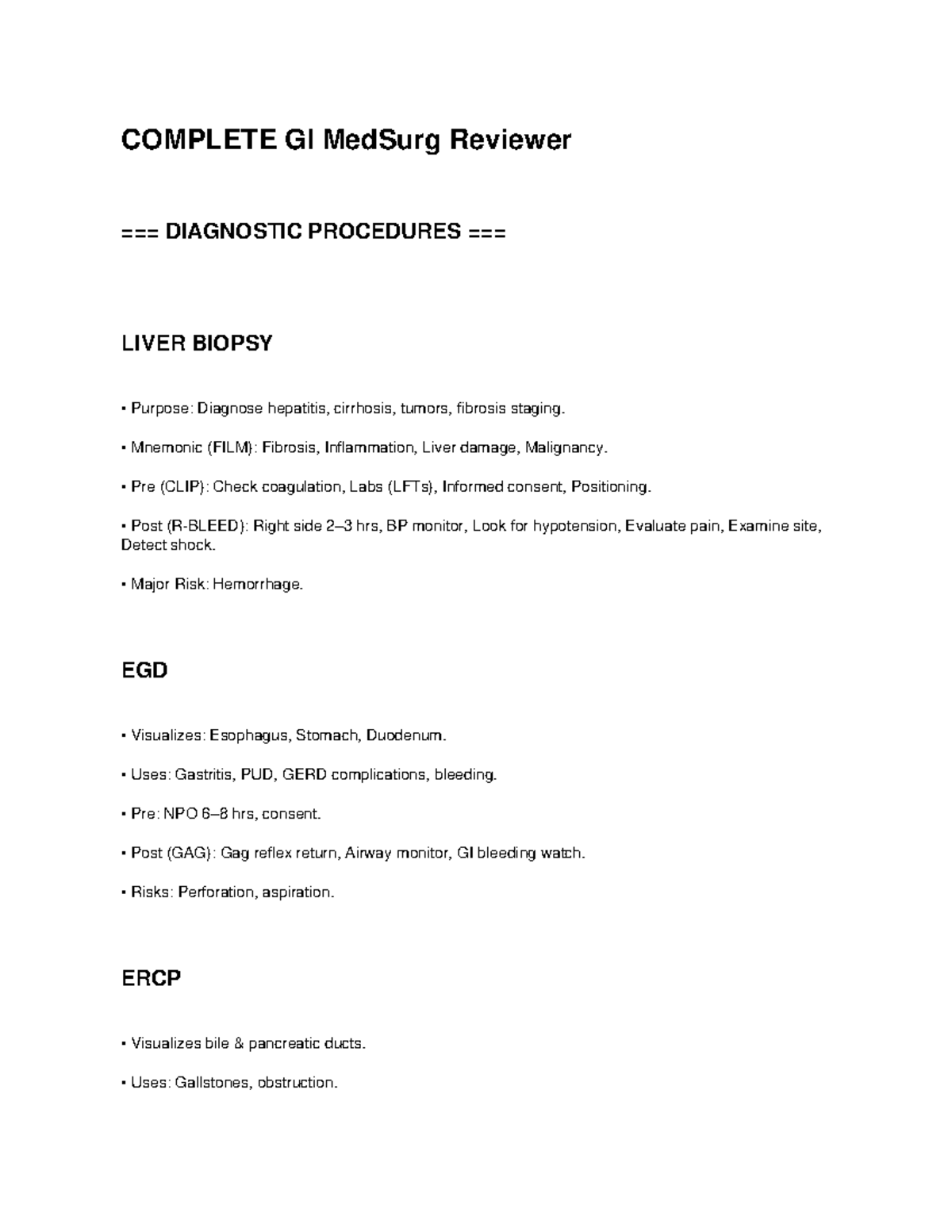 GI MedSurg Reviewer: Diagnostic Procedures & Management Techniques ...