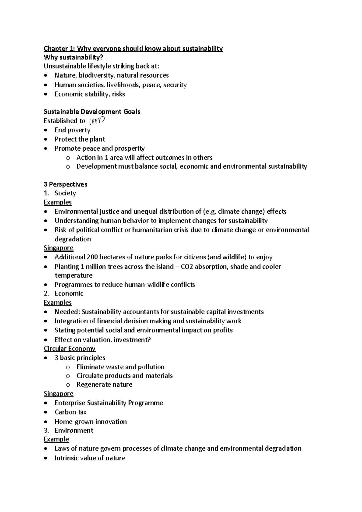 CC6 Lecture Notes: Understanding Sustainability and Its Global Impact ...