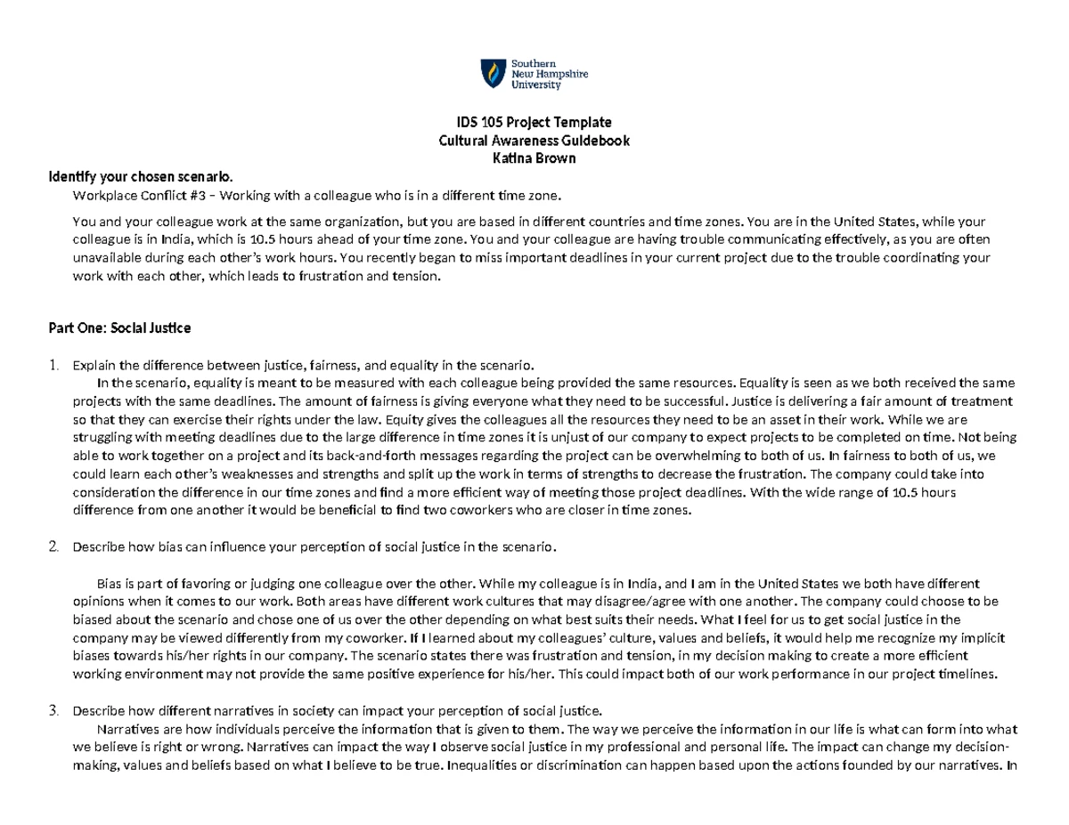 IDS 105 Mod 2 - IDS105 Module 2-2 Social Justice - IDS 105 Project ...