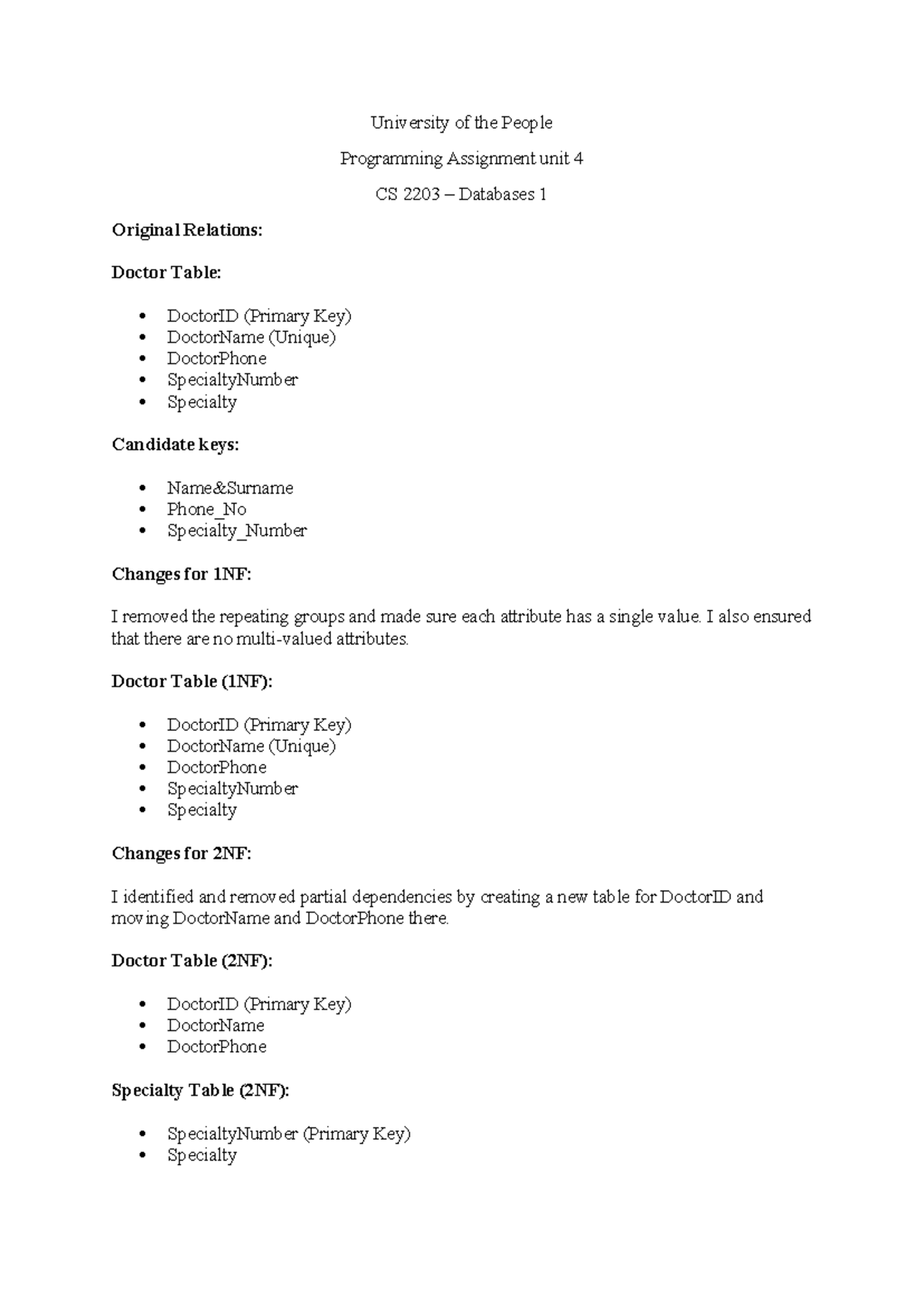 CS 2203 PA unit 4 - Programming assignment - University of the People Programming Assignment ...