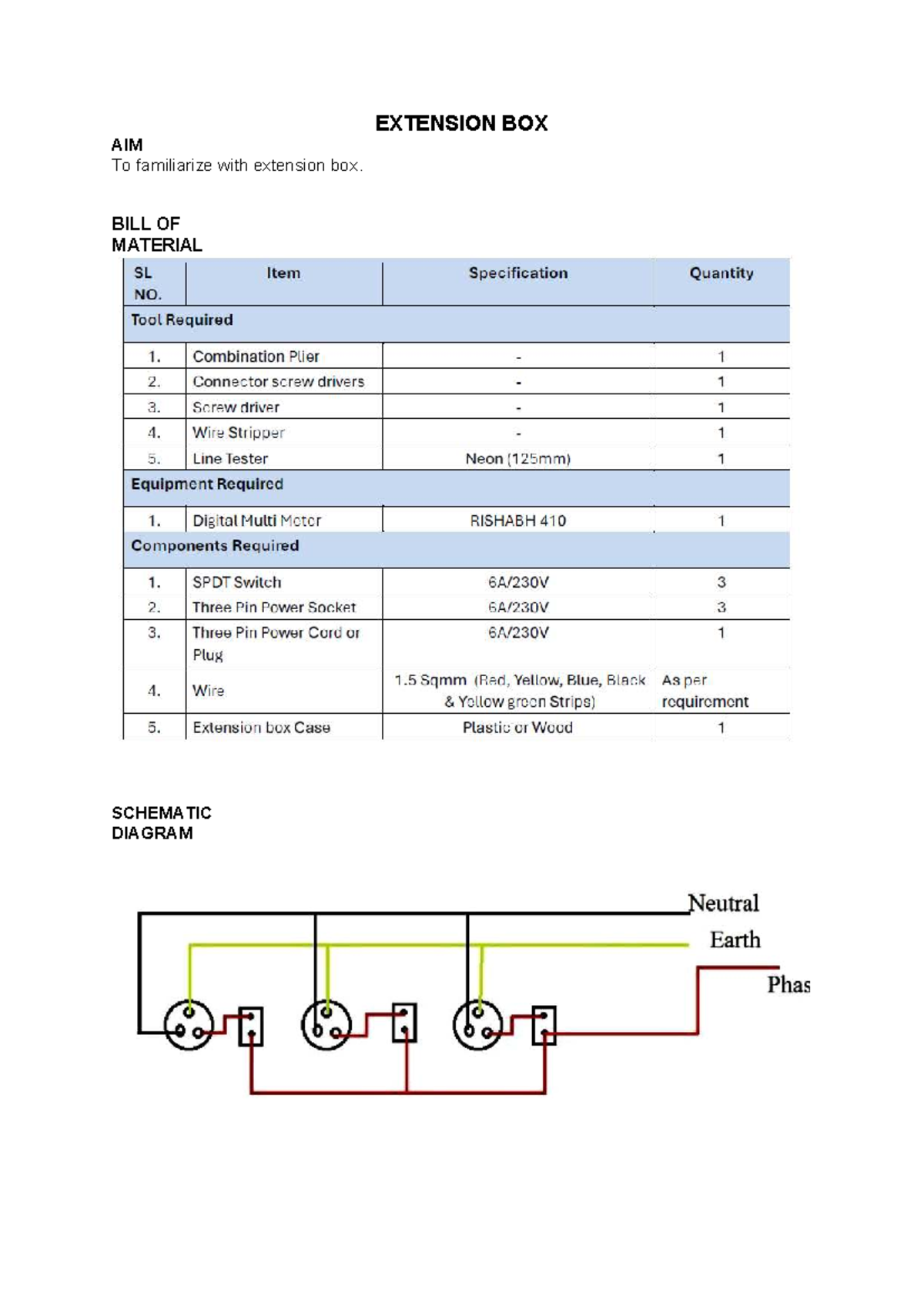 EXTENSION BOX - Familiarization with Wiring & Diagrams - Studocu