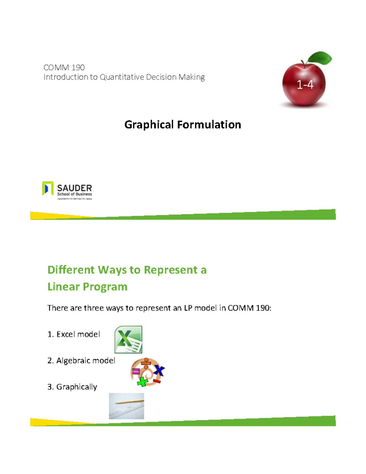 COMM 190 Final Exam: Graphical Formulation of Linear Programs - Studocu