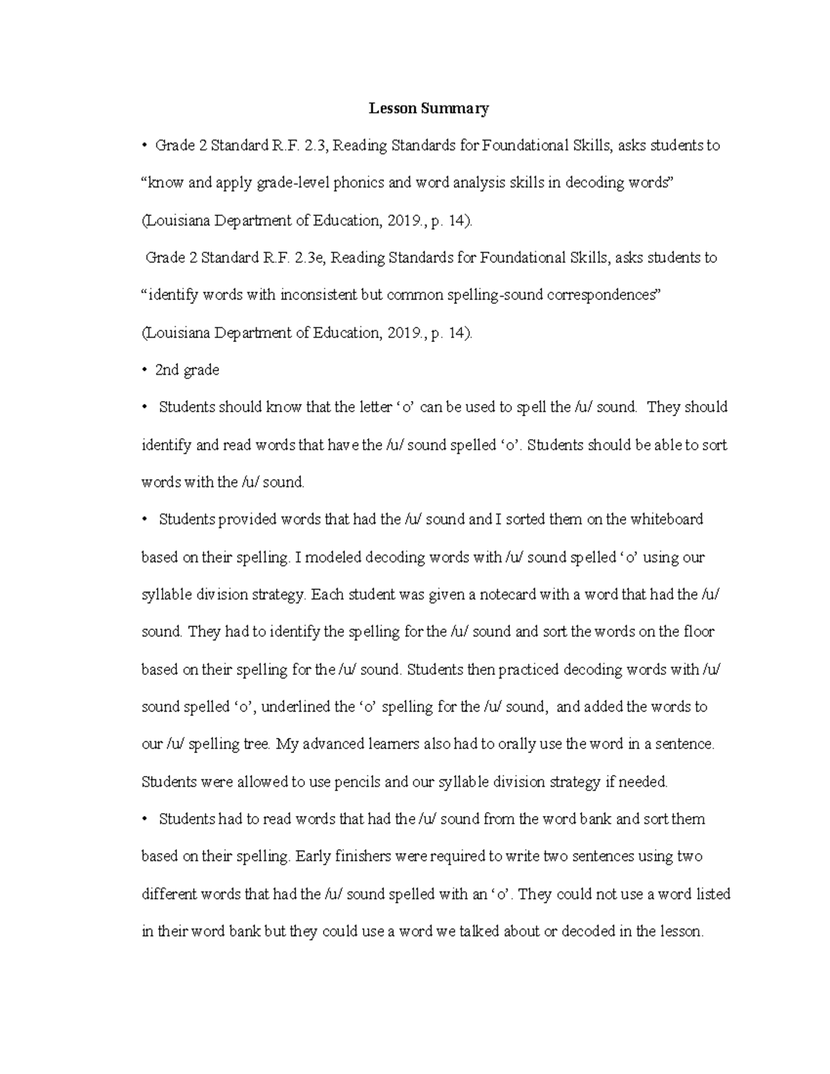 D182 Assessment 1-Revised - Lesson Summary Grade 2 Standard R. 2 ...