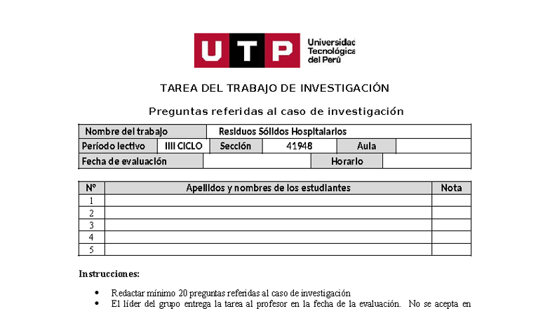 TAREA DE INVESTIGACIÓN: Preguntas sobre Residuos Sólidos Hospitalarios - Studocu