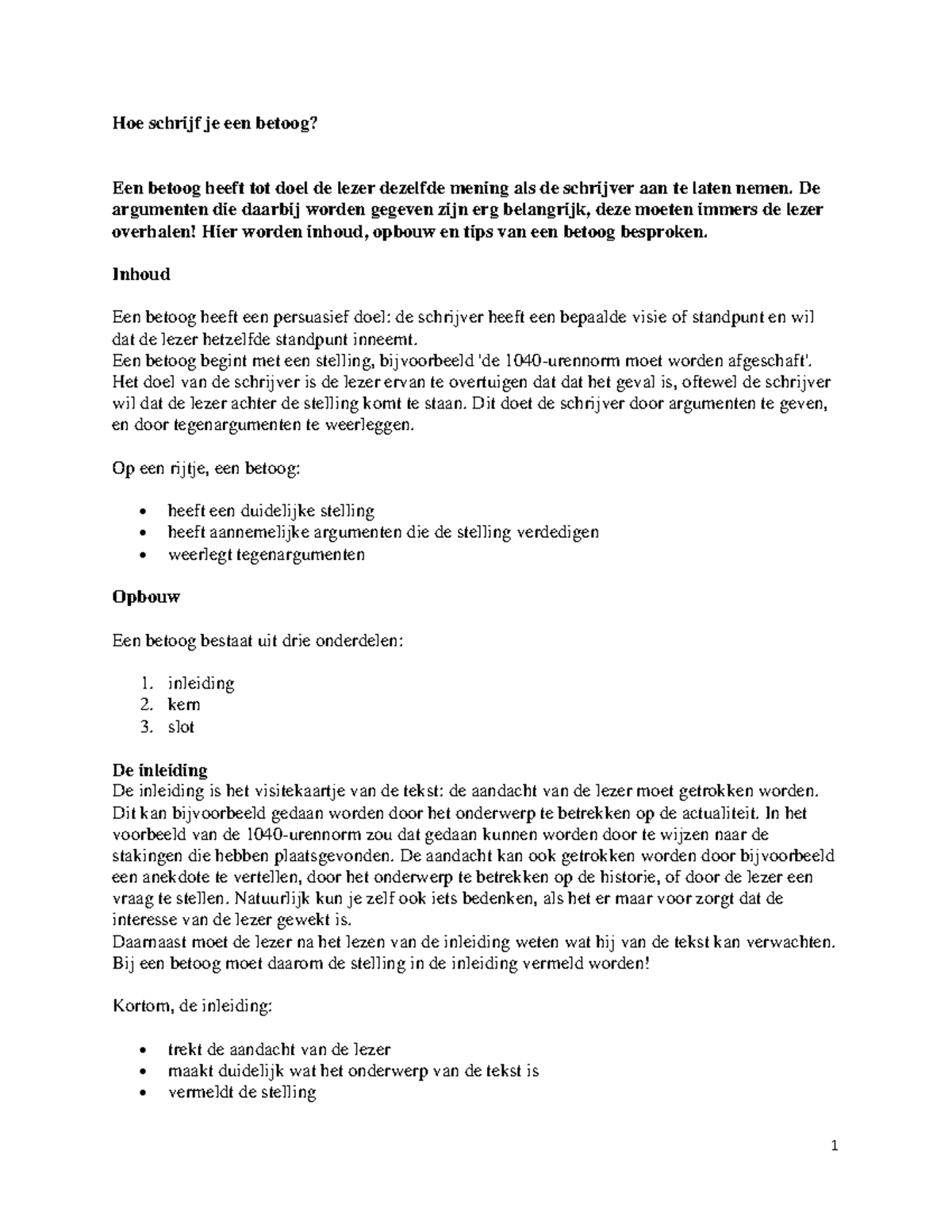 Voorbeeld Betoog