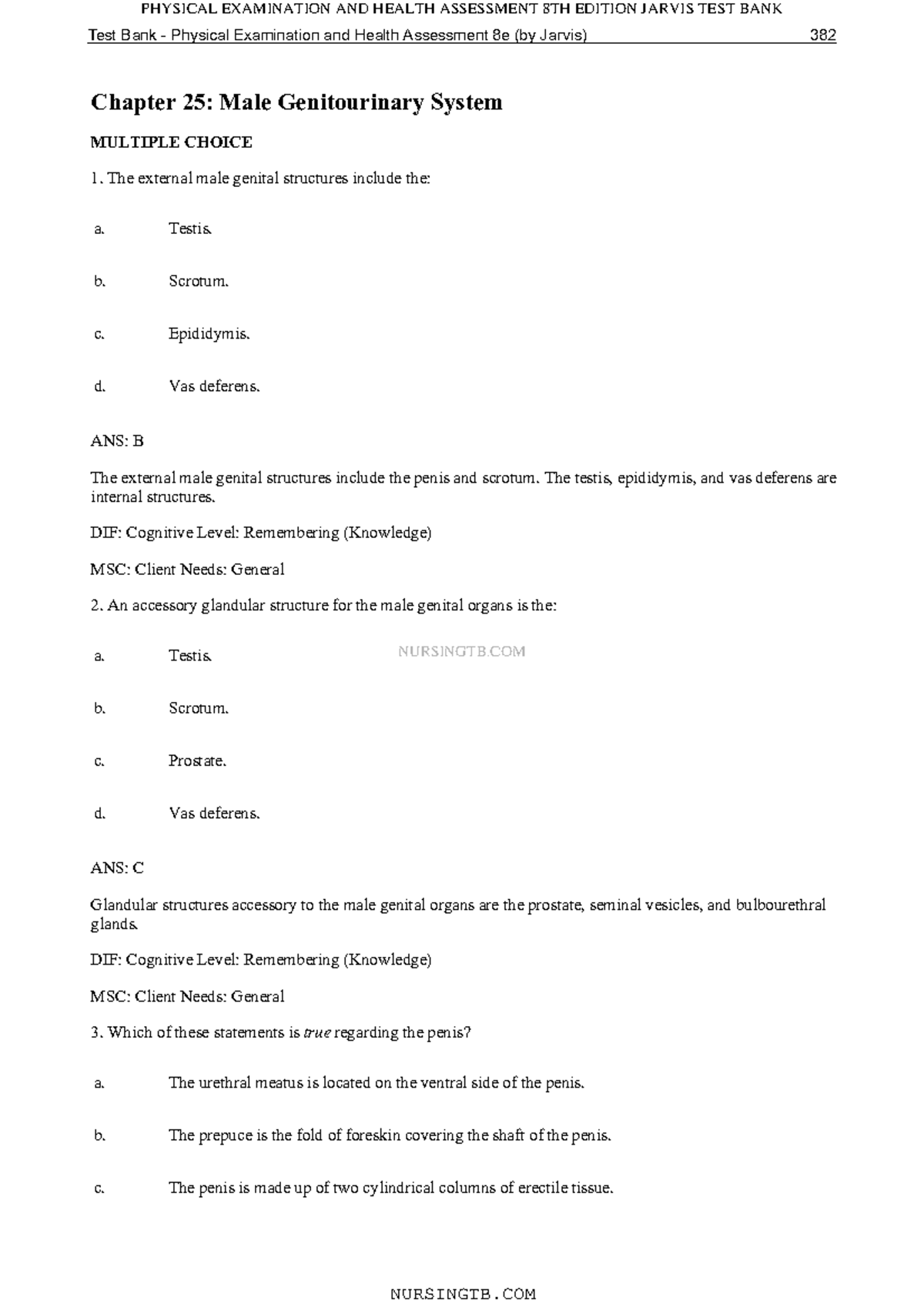 TB-Chapter 25 Study Guide: Male Genitourinary System Insights - Studocu