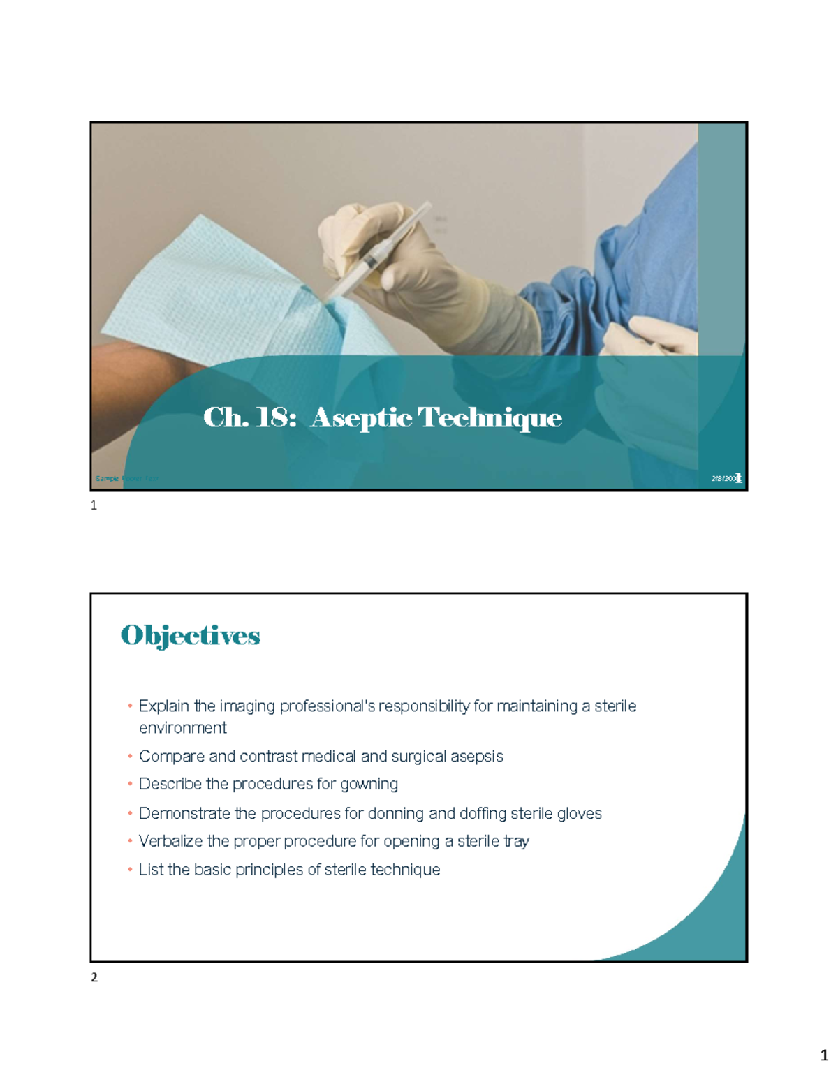 Ch. 18: Aseptic Technique Overview for Medical Practices - Studocu