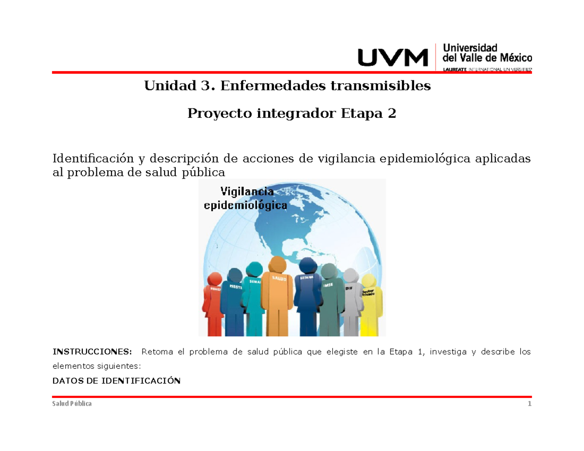 U3 Etapa 2 Proyecto Integrador - Unidad 3. Enfermedades transmisibles ...