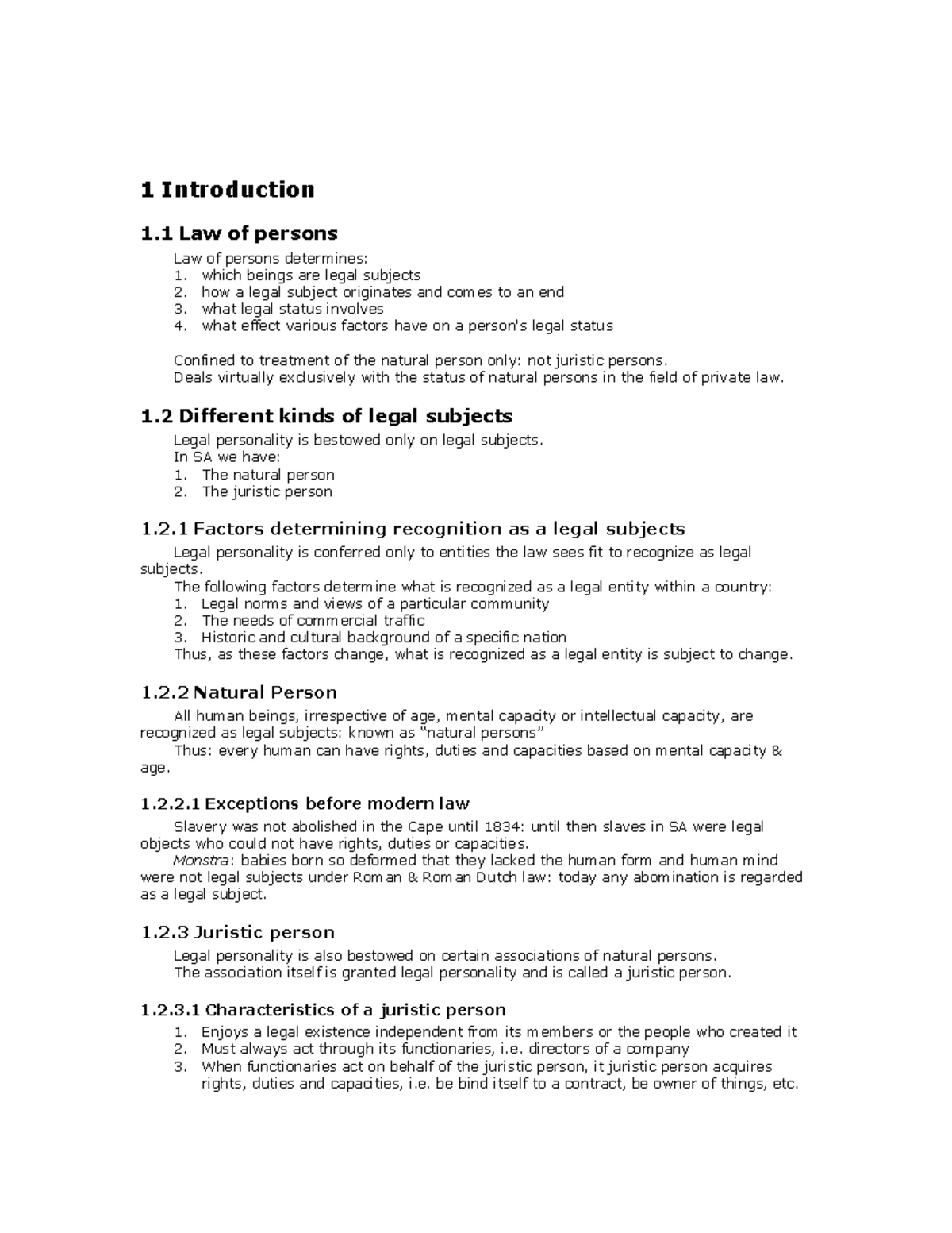 Law of persons - Notes - Law of persons STUDY THEME OUTCOMES: (1 ...