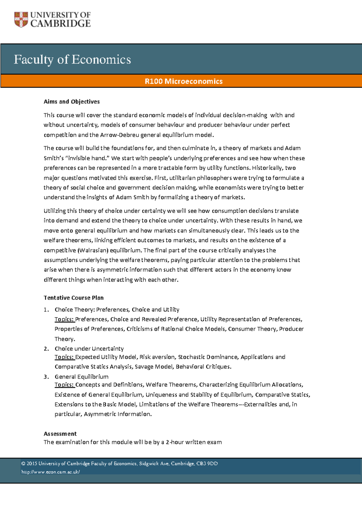 R100 Microeconomics: Aims, Objectives, and Course Overview - Studocu