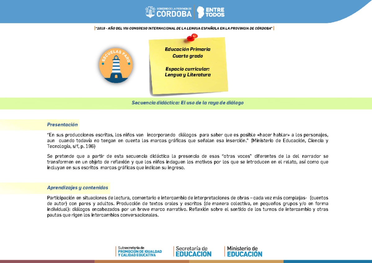 Secuencia Didáctica: Uso de la Raya de Diálogo en Cuarto Grado - Lengua ...