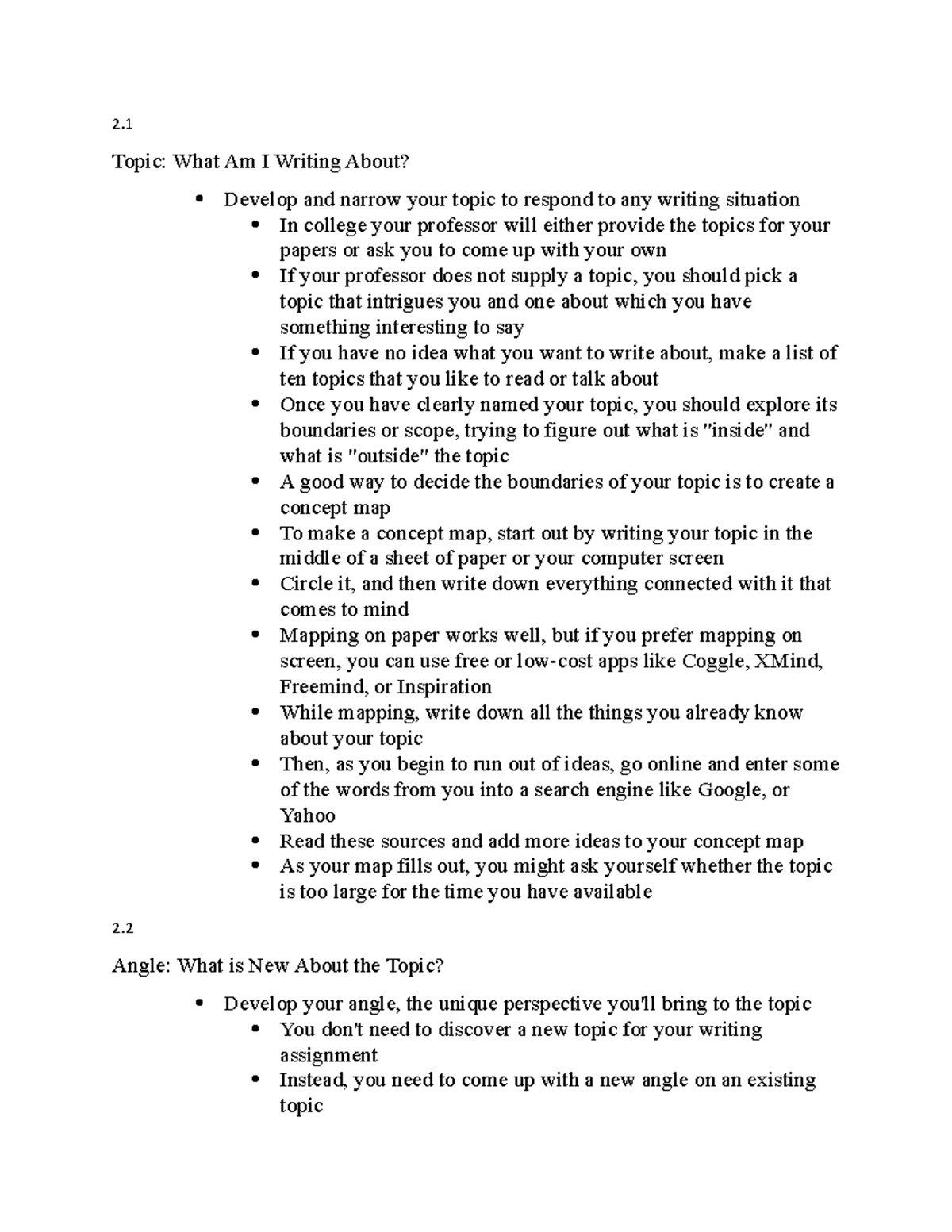 ENG 101: Writing Essentials - Topic, Angle, Purpose Explained - Studocu