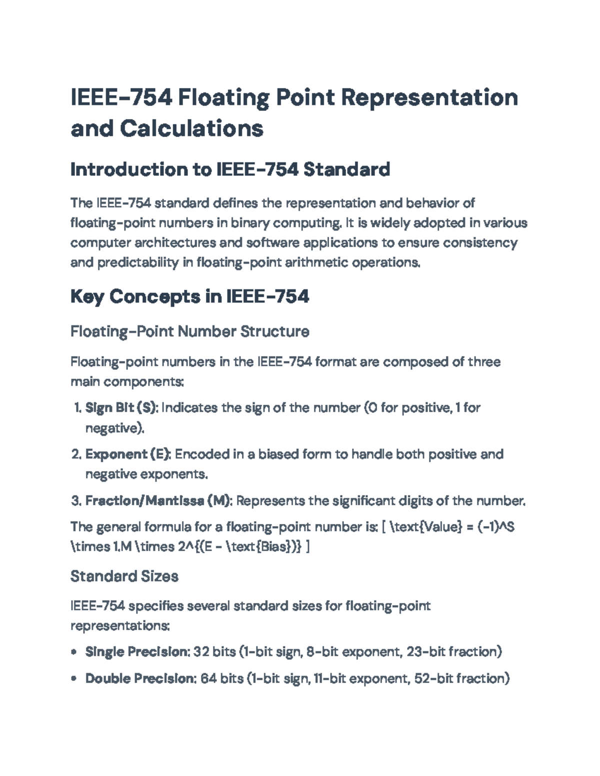 IEEE-754 Floating Point Representation and Arithmetic Calculations - IEEE-754 Floating Point ...