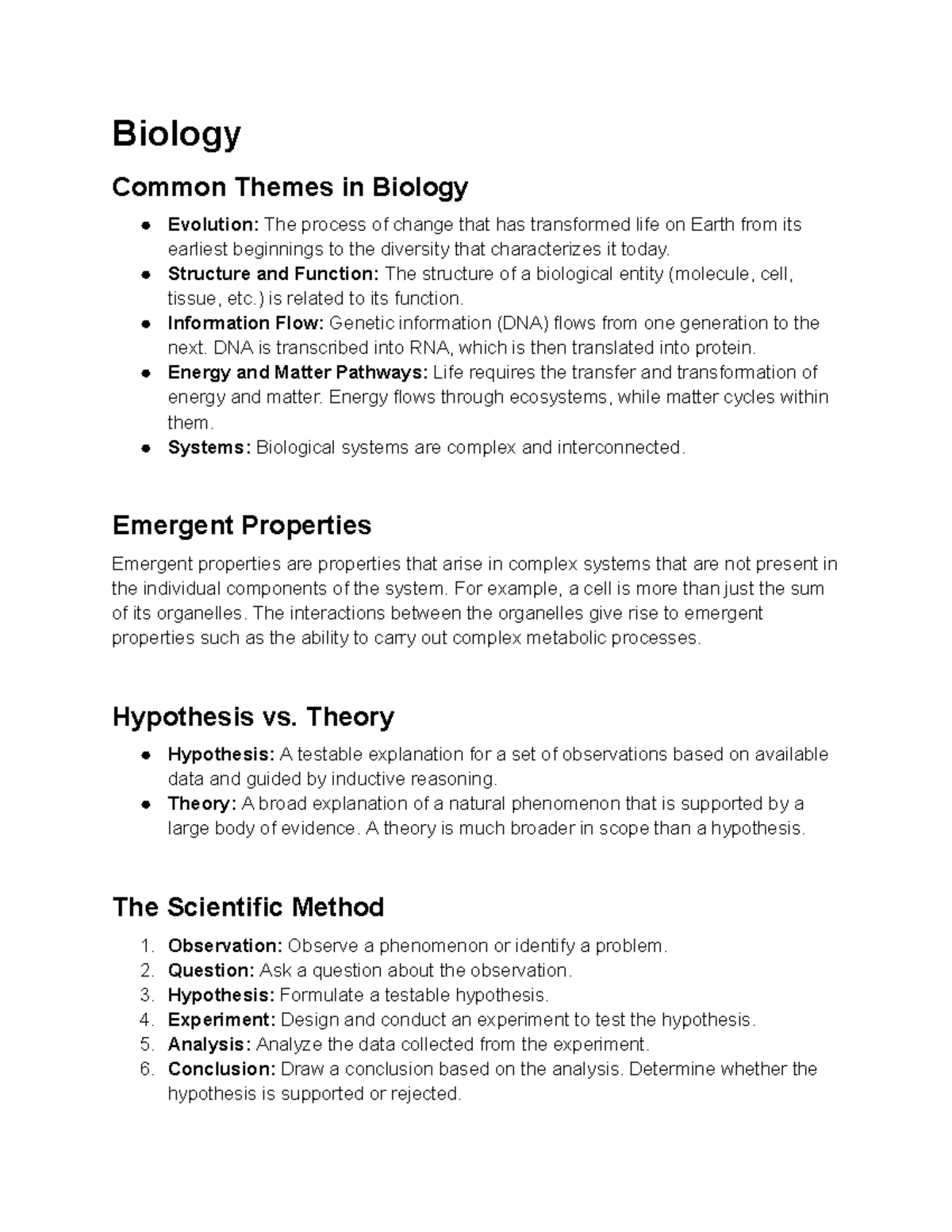 Bio 1 Exam 1 Study Guide: Key Concepts in Biology and Evolution - Studocu