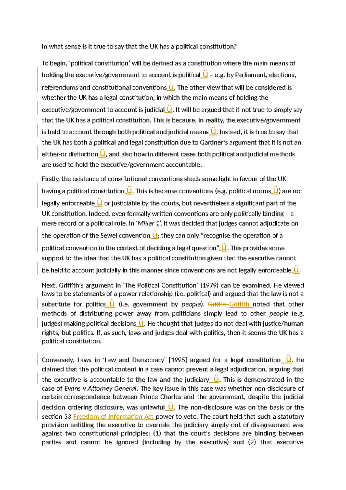 Constit-essay-1 (political constitution) - In what sense is it true to ...