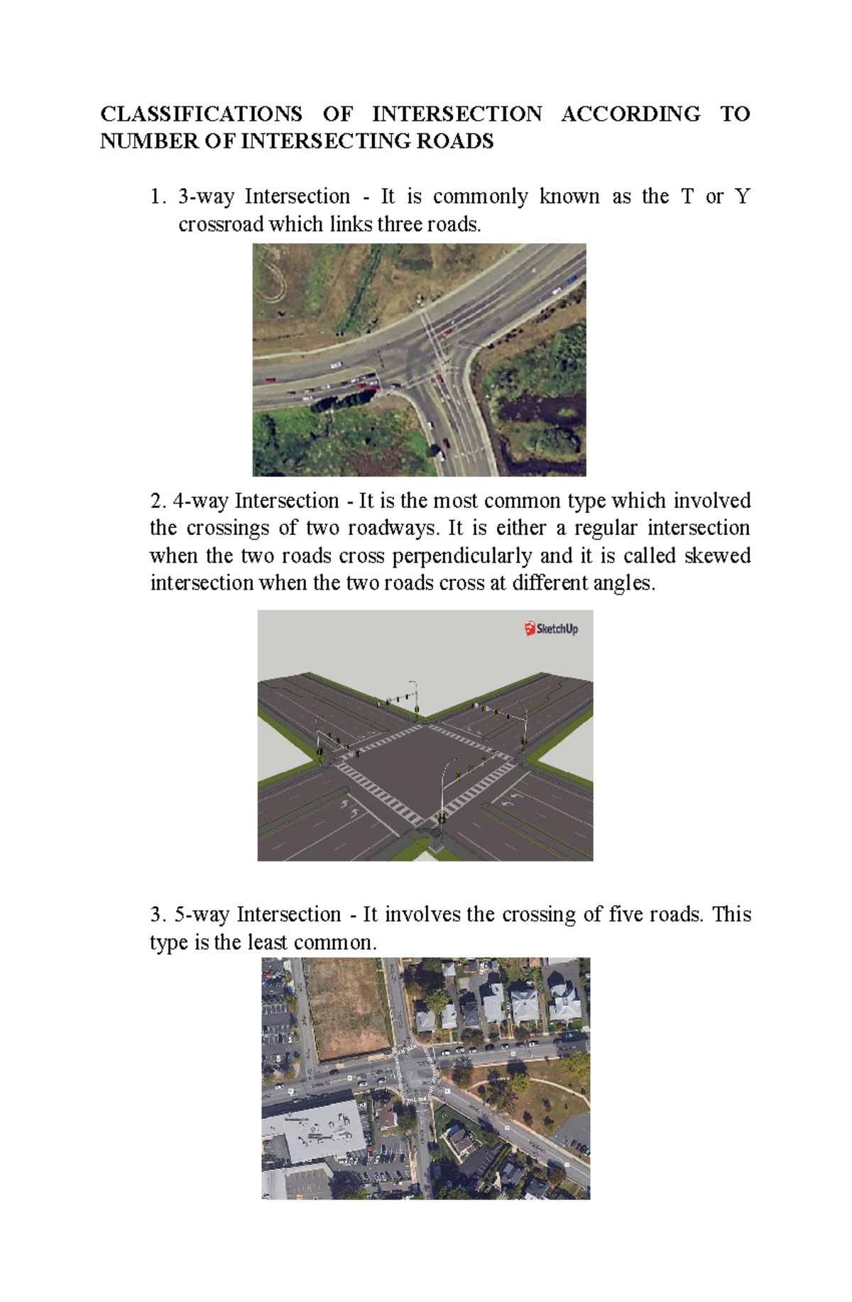Classifications of Intersections by Number of Roads (CDI32) - Studocu