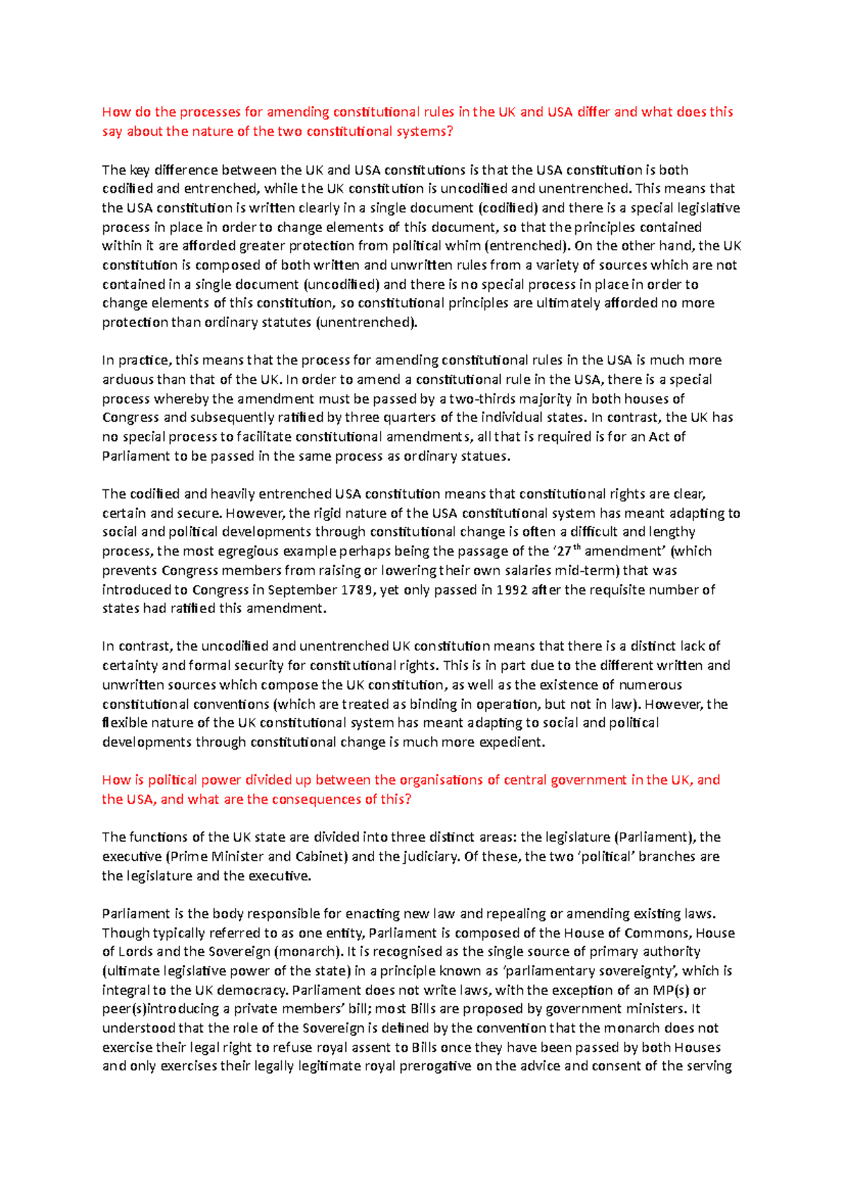 BPP GDL Public Law I Week 3 Constitutional Amendments Analysis - Studocu