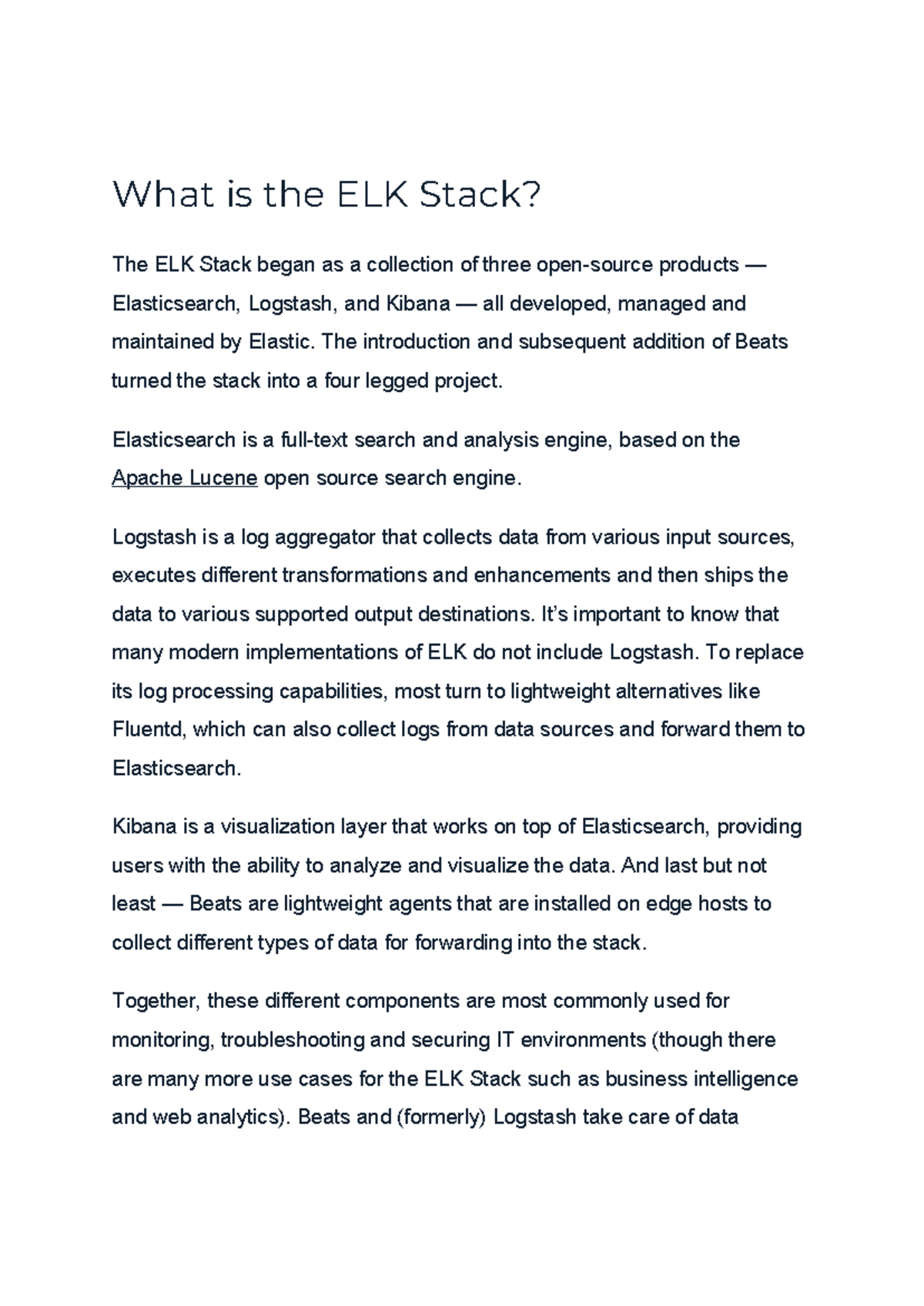 ELK Stack Overview: Components, Popularity, and Use Cases - Studocu