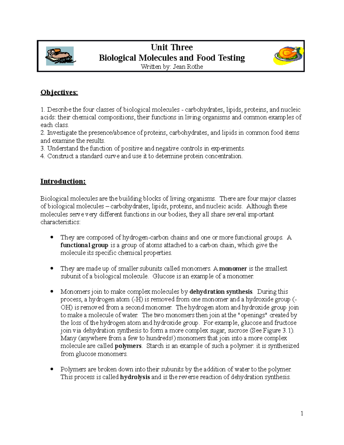 Unit 3: Biological Molecules & Food Testing Lab Report - Studocu