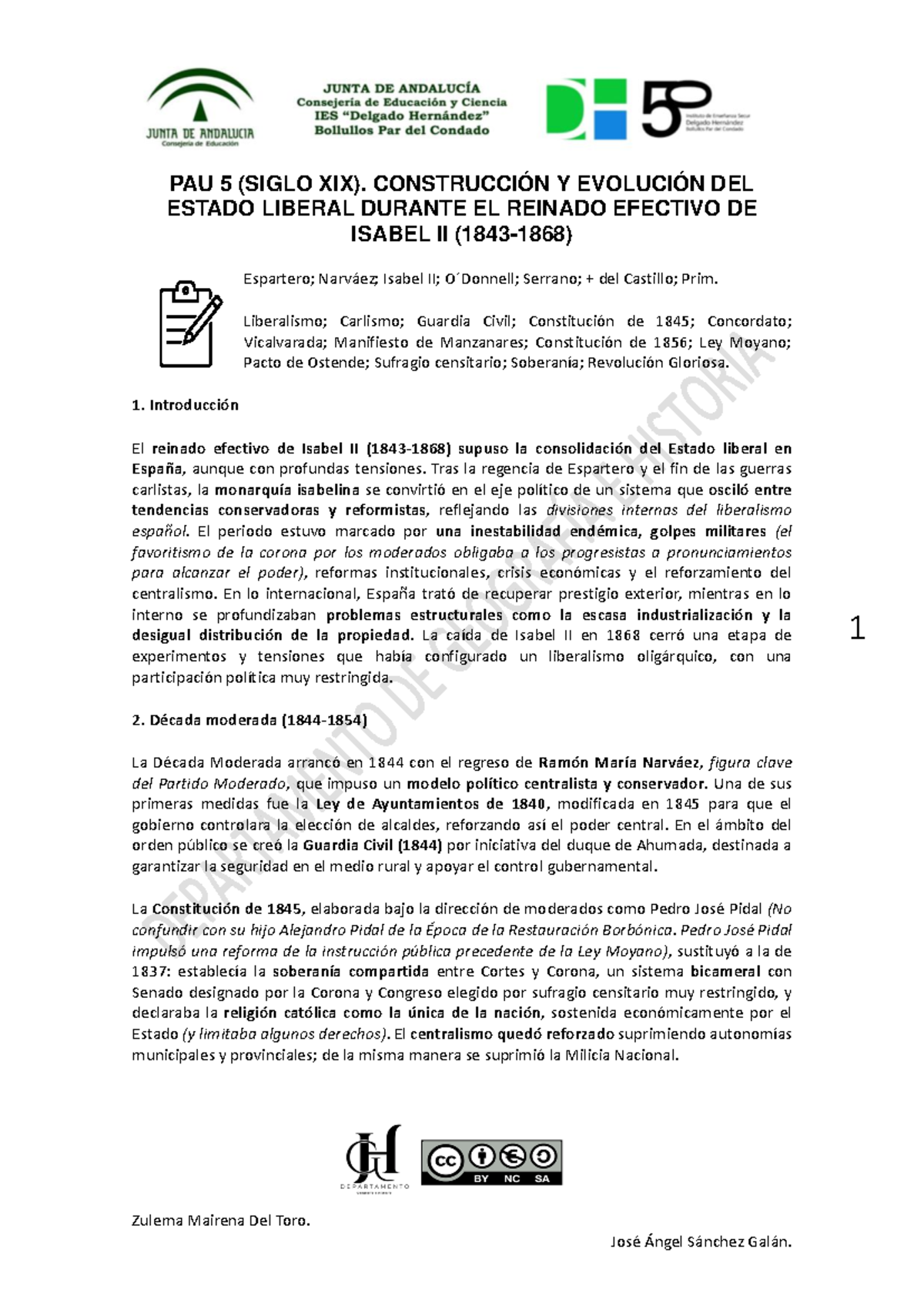 PAU 5: Evolución del Estado Liberal en el Reinado de Isabel II (1843 ...