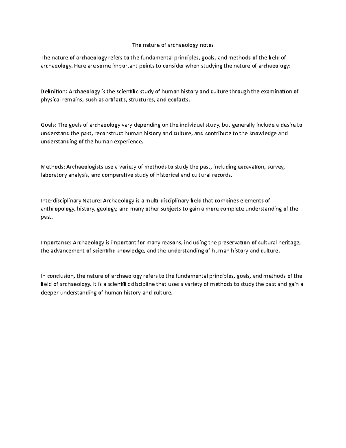 Archaeology Notes: Principles, Goals, and Methods Explained - Studocu