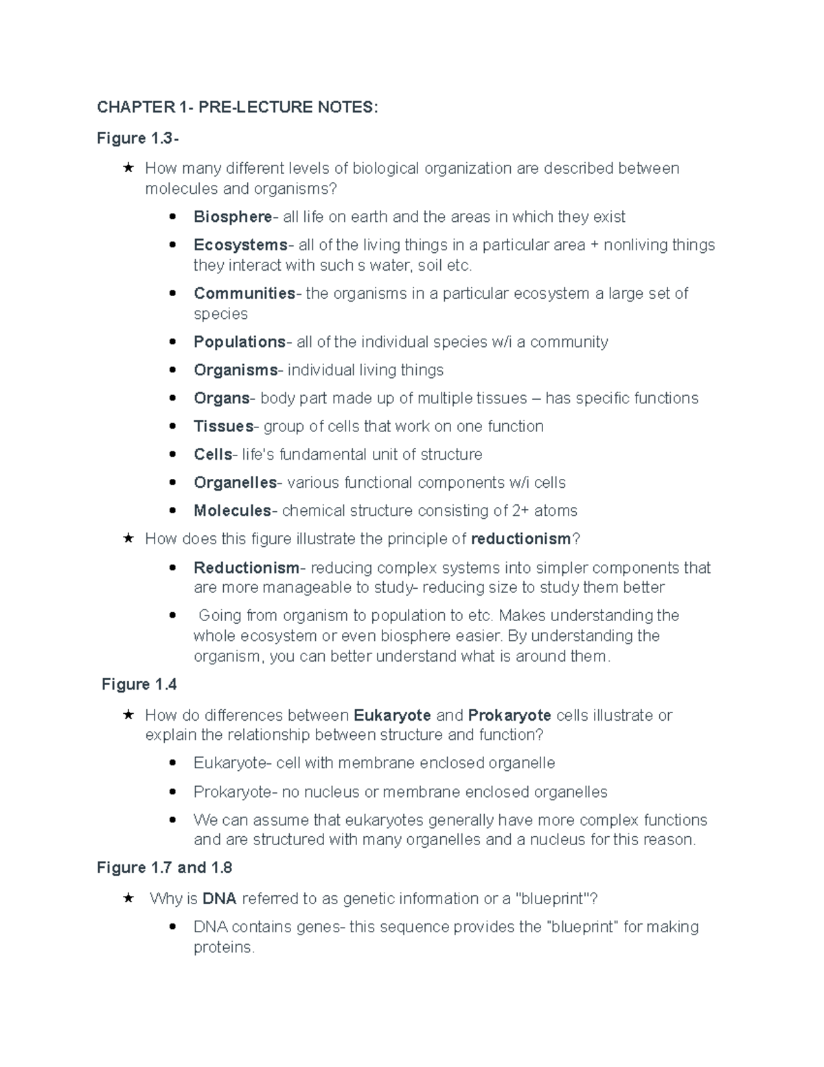 UNL LIFE 120 Chapter 1 Pre-Lecture and Lecture Notes - CHAPTER 1- PRE ...
