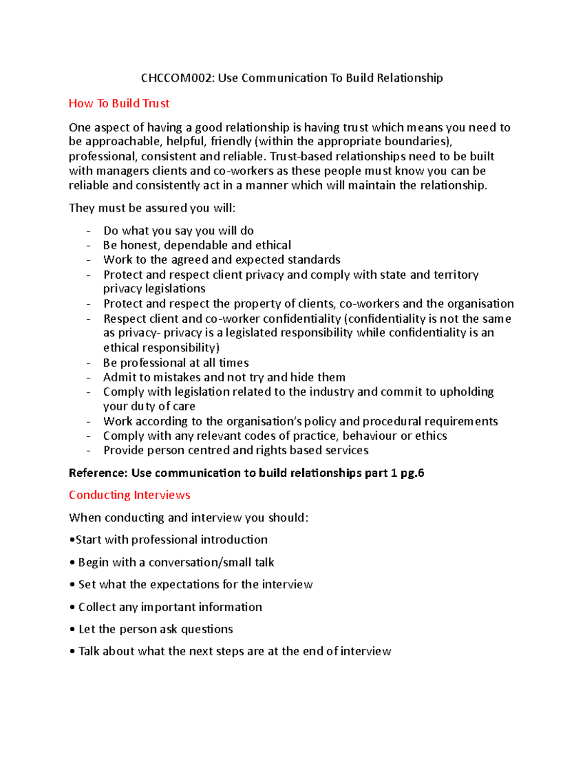 CHCCOM002: Summative 2 on Building Relationships Through Communication - Studocu