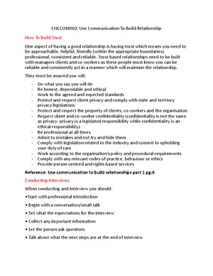 Chccom 002- Use communication to build relationships - CHCCOM002: Use Communication To Build ...