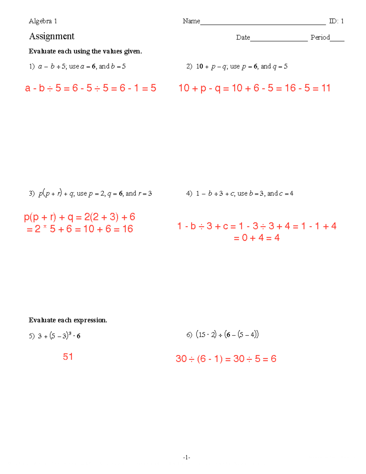 2 expressions and like terms HW 1 - ©A p 2 j 0 T 2 C 0 A dK^u]tGaP uSqo ...