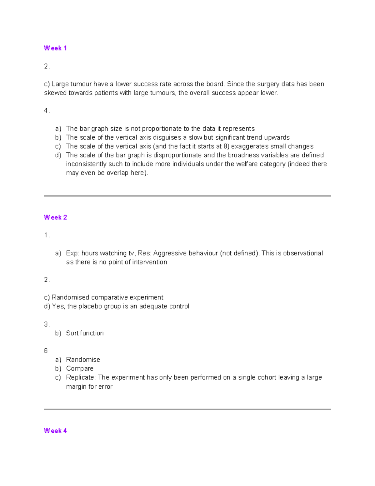 Math Tutorial Notes: Analyzing Tumour Success Rates and Experimental ...