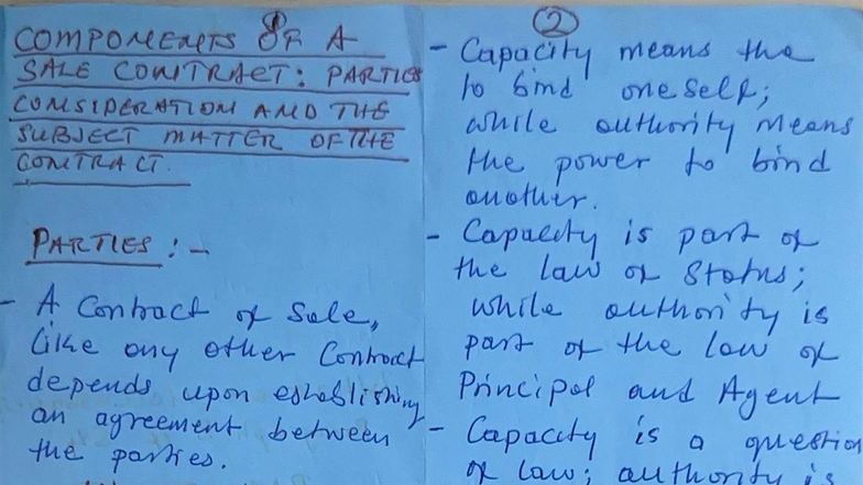Components of a Sale Contract: Parties, Capacity, and Authority - Studocu