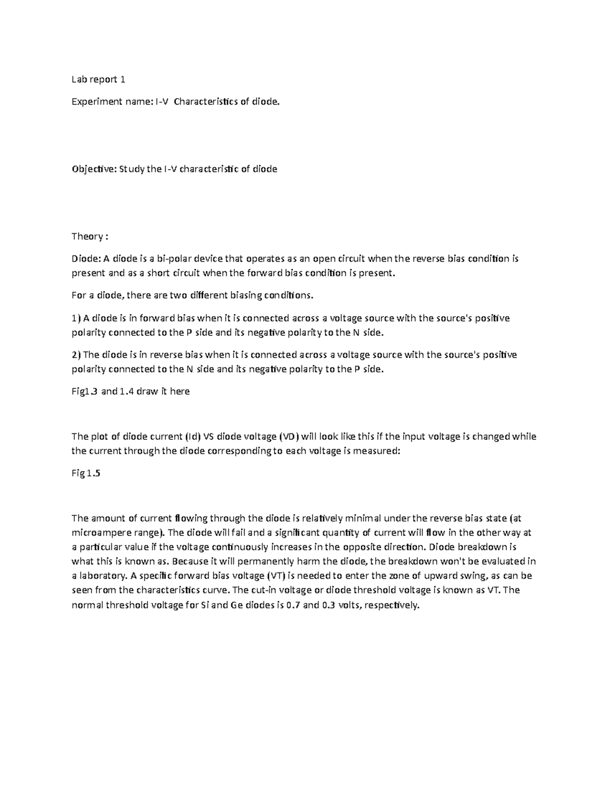 EEE111 Lab Report 1: I-V Characteristics of Diodes Explained - Studocu