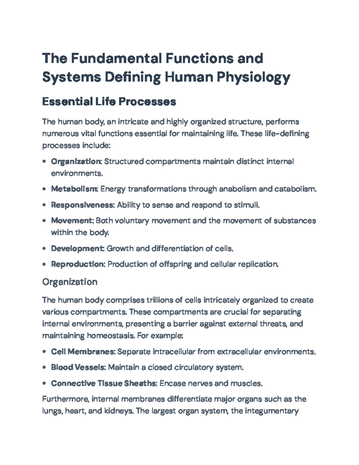 Human Physiology: Essential Functions and Organ Systems Overview - The ...
