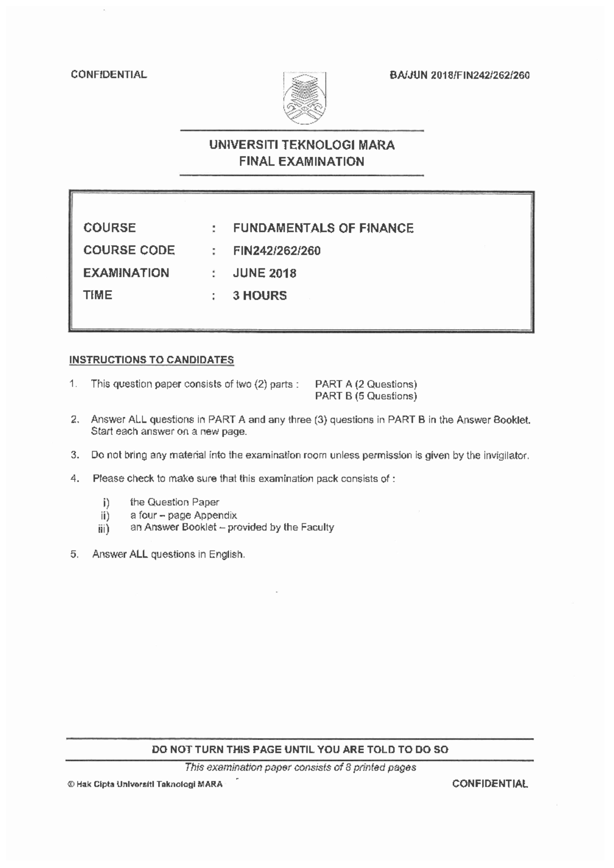 FIN 242 FINAL EXAM REVIEW GUIDE - JUNE 2018 - Studocu