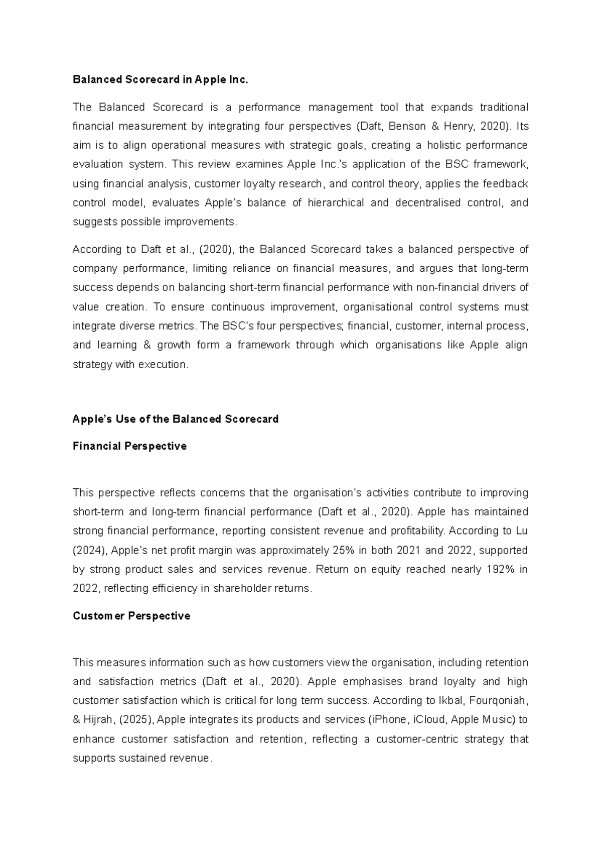 Balanced Scorecard Analysis of Apple Inc. (BSC 101) - Studocu