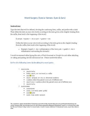 Word Surgery: Special Senses (Eyes & Ears) Definitions and Breakdown ...