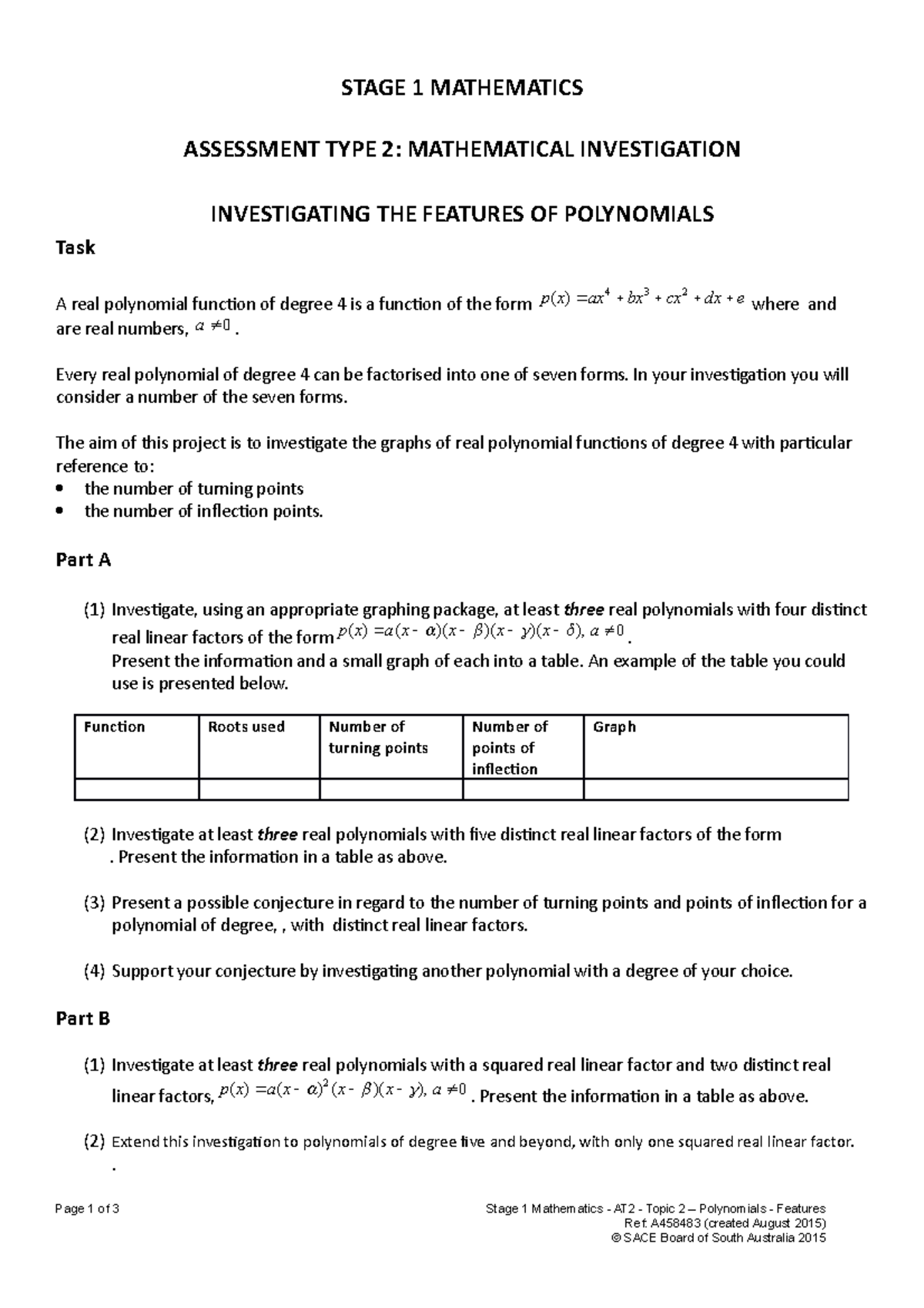 Topic 02 - Polynomials - Features - Year 11 - Sace - STAGE 1 ...