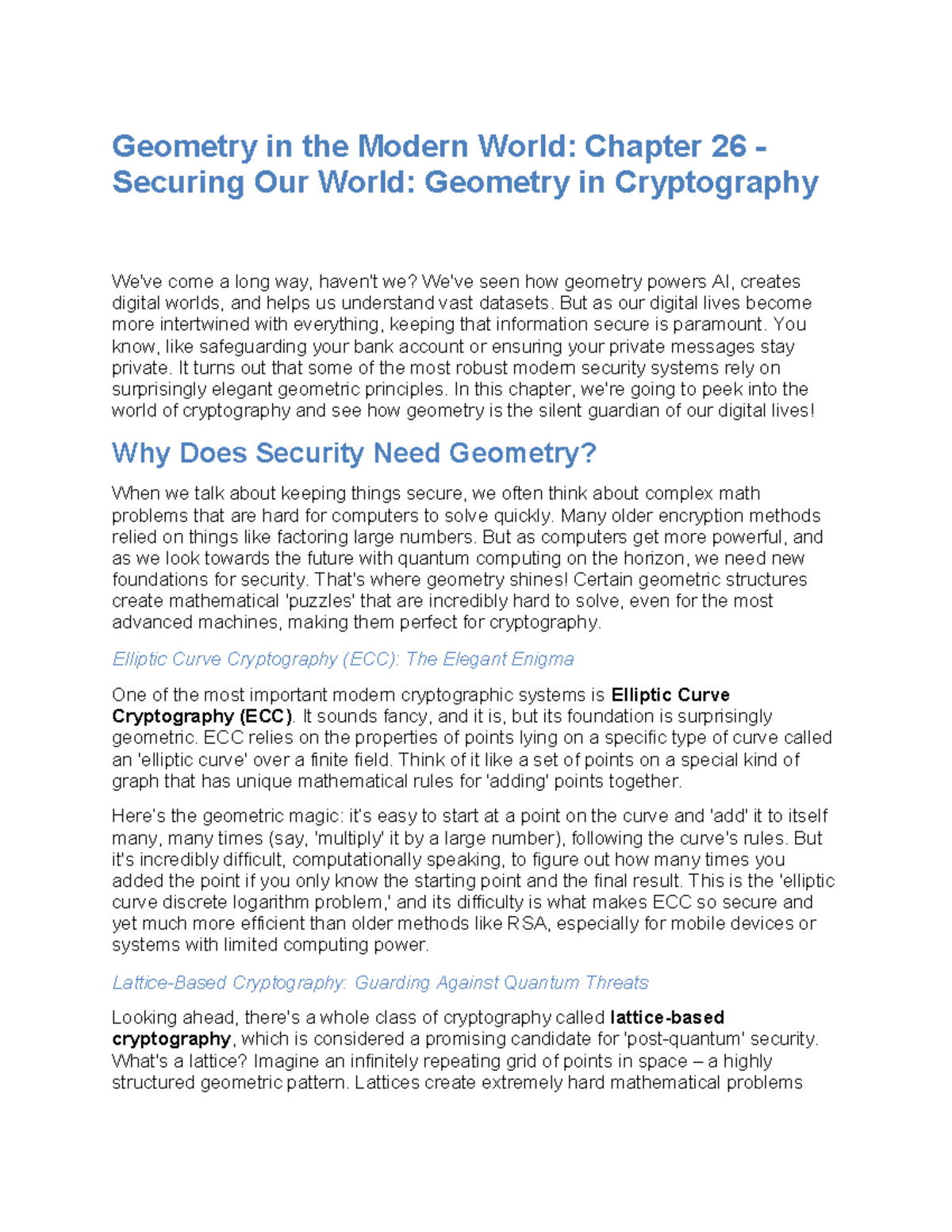 Geometry Basics Uncovered: Chapter 26 - Geometry in Cryptography - Studocu