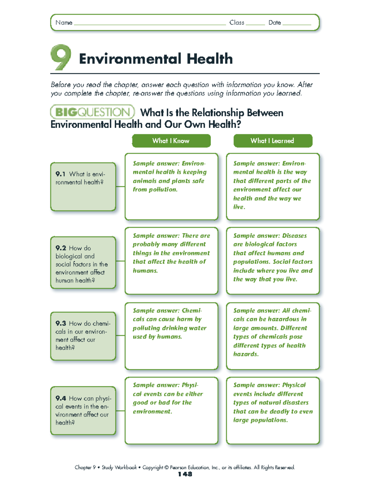 Chapter 9 Workbook Answers - 9 What is envi- ronmental health? 9 How do ...